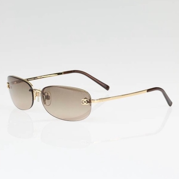 CHANEL | Accessories | Chanel Gold Brown Rimless Sunglasses 499 | Poshmark